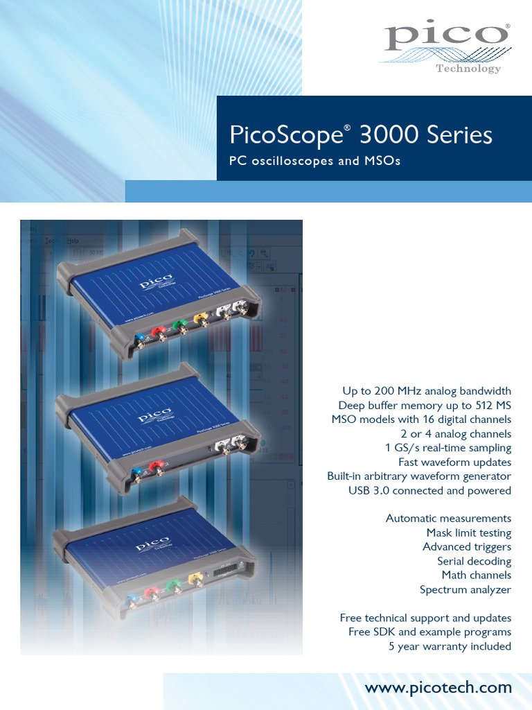 Picoscope 3000d Series Oscilloscopes Data Sheet-2308154 | PDF ...