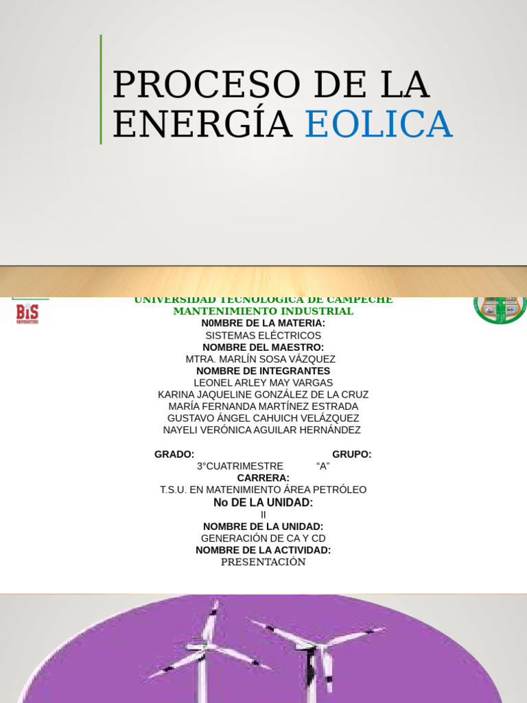 Proceso De La Energía Eolica Pdf Ingenieria Eléctrica Energía Eólica 3231