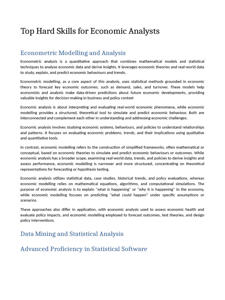 Top Hard Skills For Economic Analysts | PDF | Data Analysis | Economics