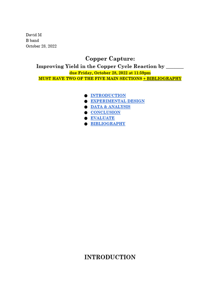 David Madison - Copper Capture Project - Fall 2022 | PDF | Experiment | Citation