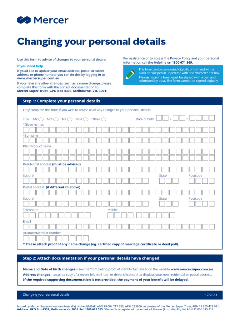Update Personal Details Form | PDF | Identity Document | Government