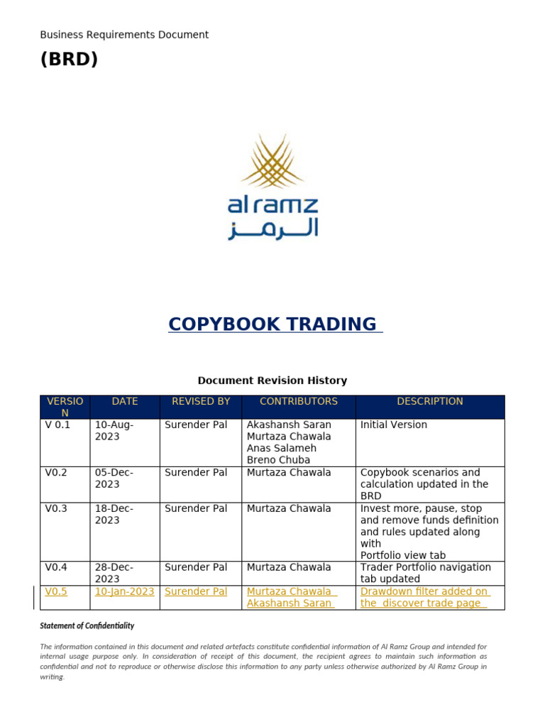 Copybook Trading - V5 - BRD Draft | PDF | Option (Finance) | Investing