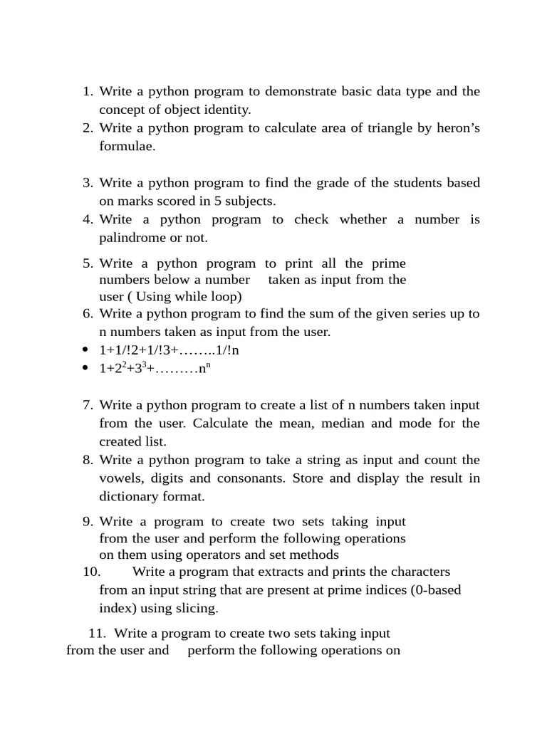 Python Programs for Basic Concepts | PDF