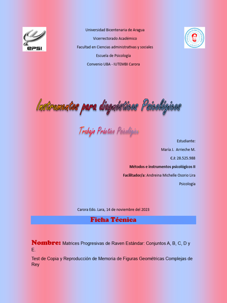 Evaluación Psicológica: Tests de Raven y Rey | PDF | Inteligencia ...