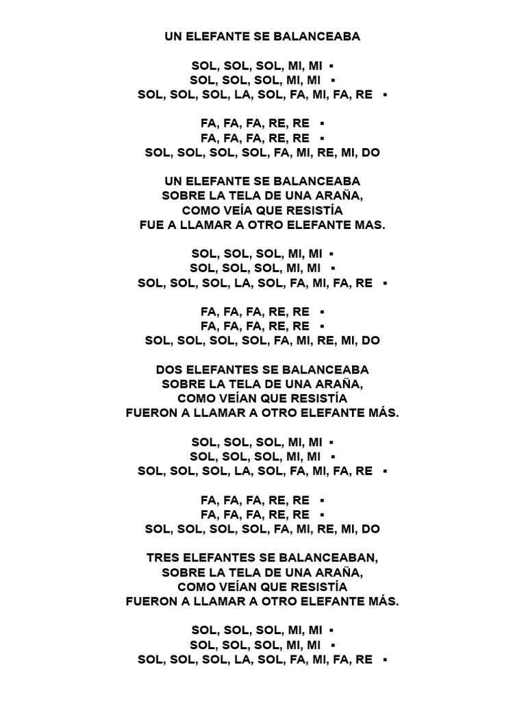 1er. Grado UN ELEFANTE SE BALANCEABA XILÓFONO | PDF
