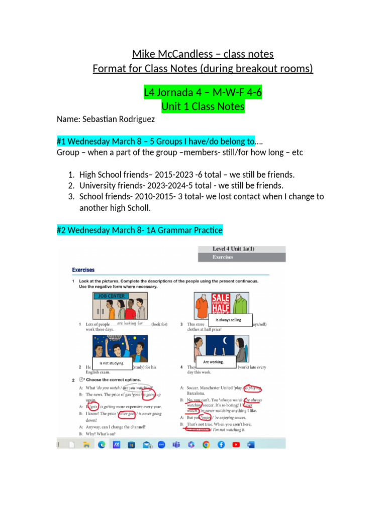 Class Notes: Social Groups and Routines | PDF