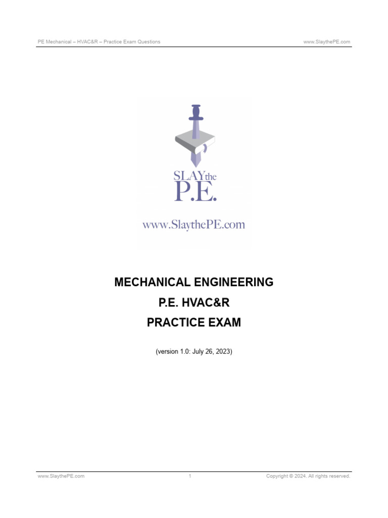 Slay The PE - Mechanical - HVACR Practice Exam Questions 2023 | PDF | Humidity | Heat Pump