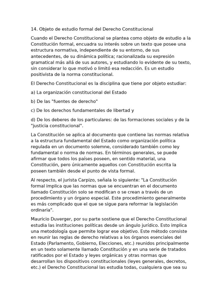 Estudio del Derecho Constitucional Formal | PDF | Constitución | Ley ...