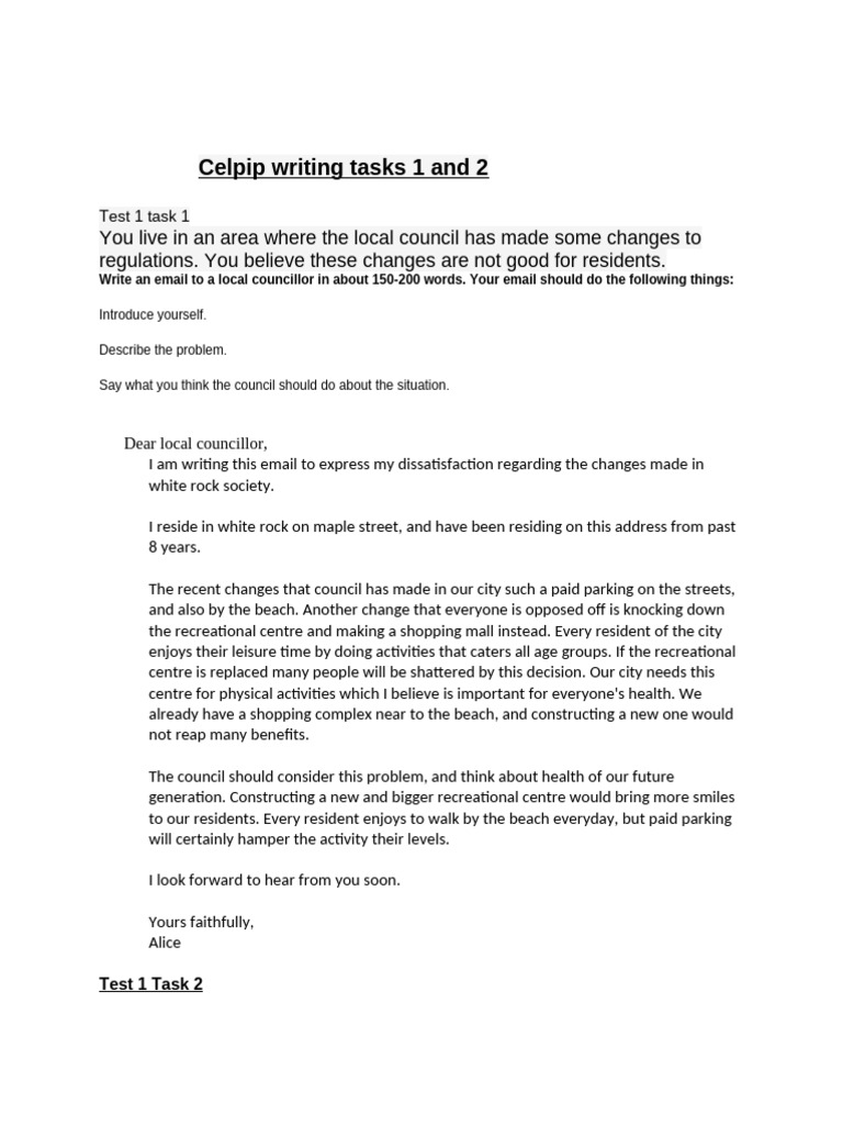 Celpip Writing Tasks 1 and 2- In Sequence | PDF | Advertising | Adolescence
