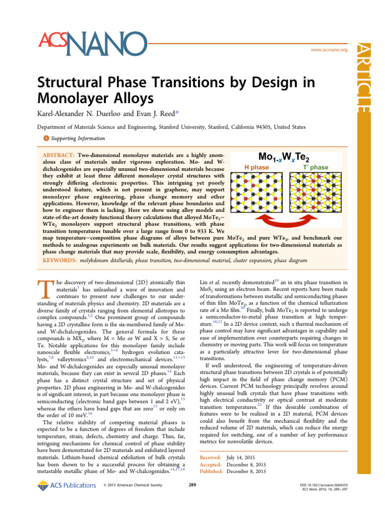 Structural Phase Transitions by Design in Monolayer Alloys | PDF | Phase (Matter) | Temperature