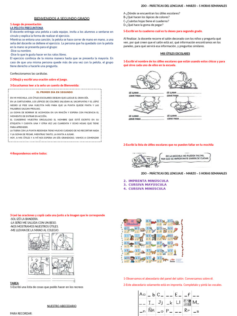Lenguaje Marzo 2do | PDF | Escritura