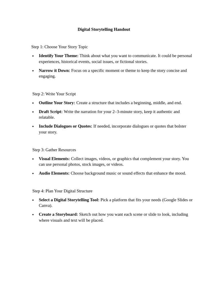 Digital Storytelling Handout | PDF