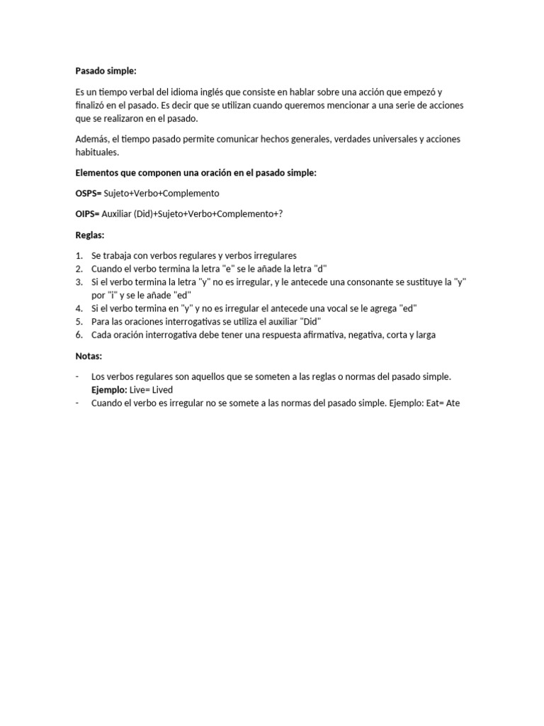 Pasado Simple | PDF