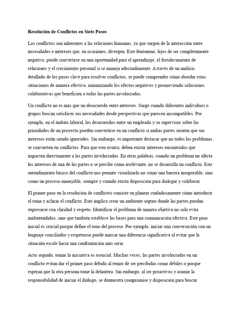 7 Pasos Para Resolver Conflictos | PDF | Conflicto (proceso) | Ciencias del comportamiento