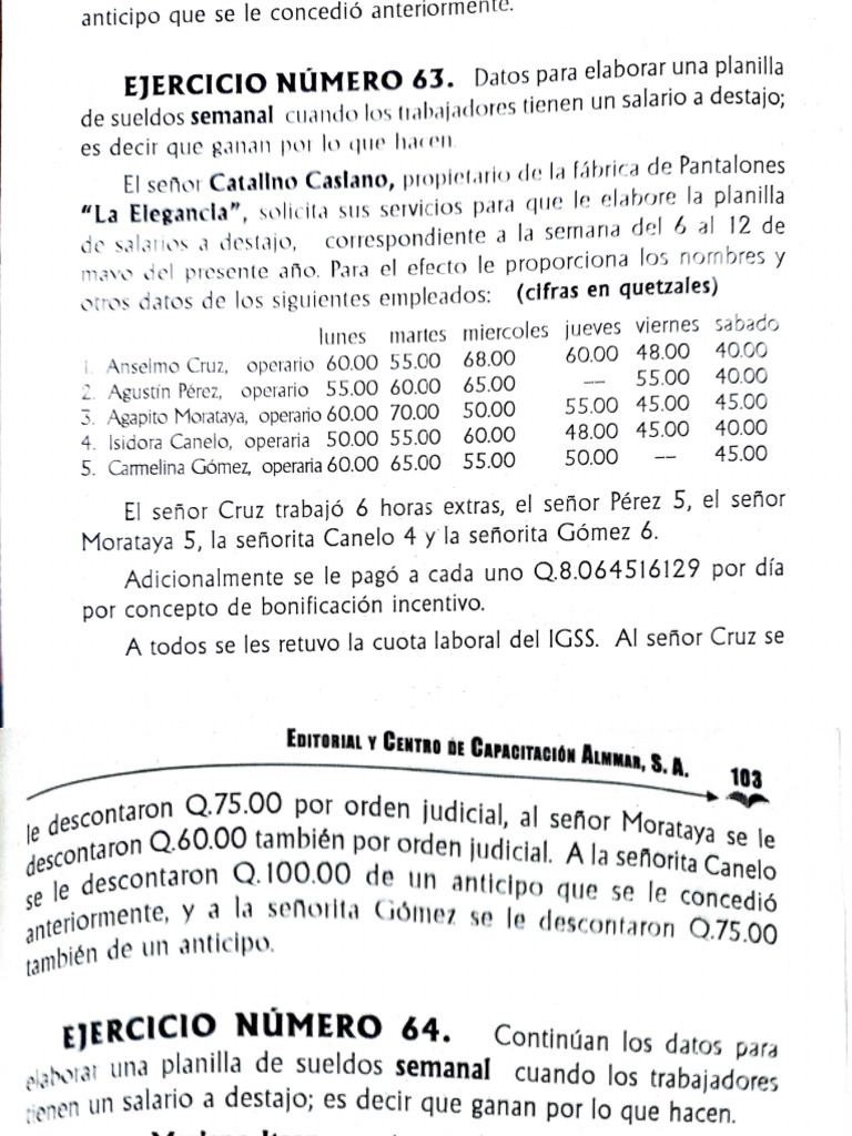 Planilla de Sueldos a Destajo | PDF | Pieza de trabajo | Relaciones ...