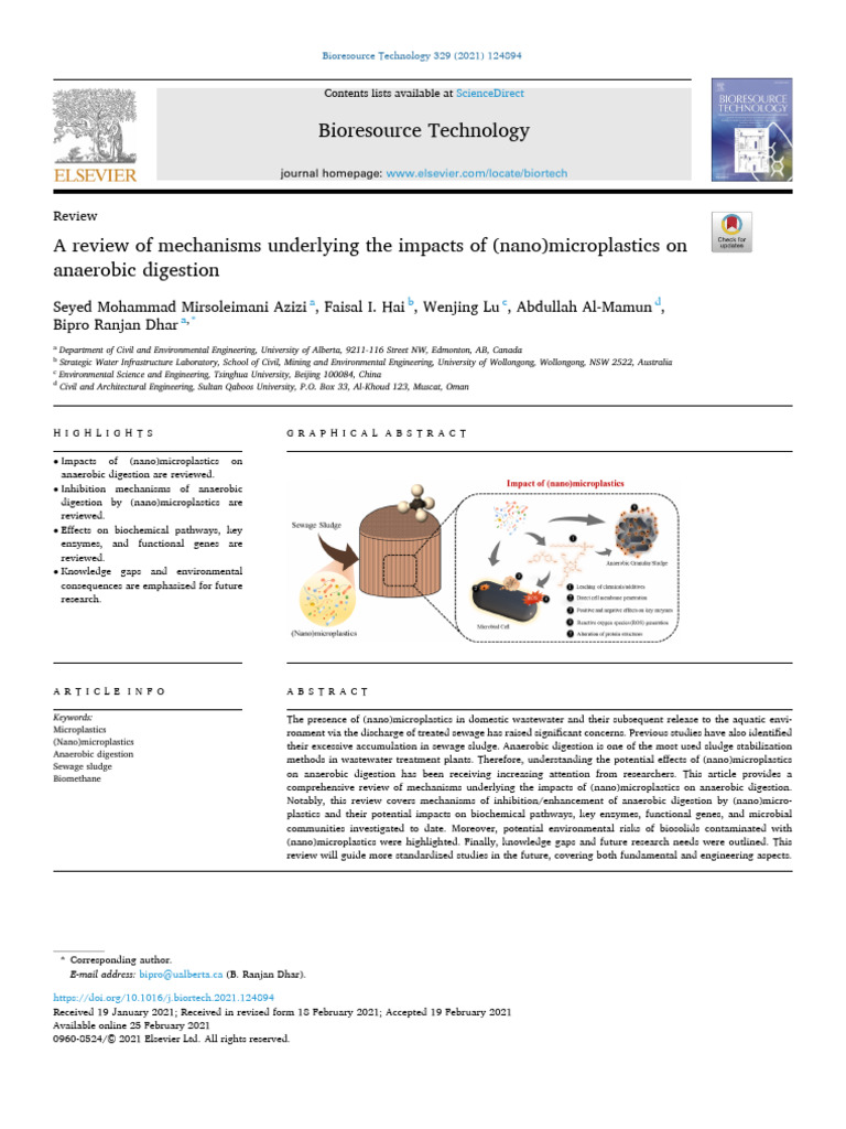 Impacts of Microplastics on Anaerobic Digestion | PDF | Anaerobic ...