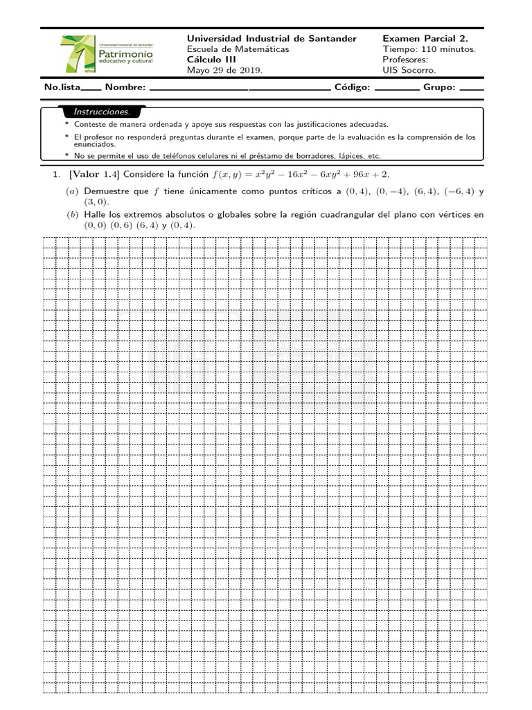 Parcial Calculo 3 Uis | PDF | Triángulo | Geometría Elemental