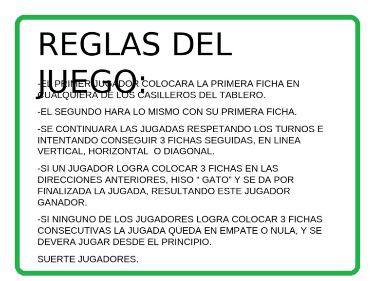 Reglas Del Juego Tateti | PDF