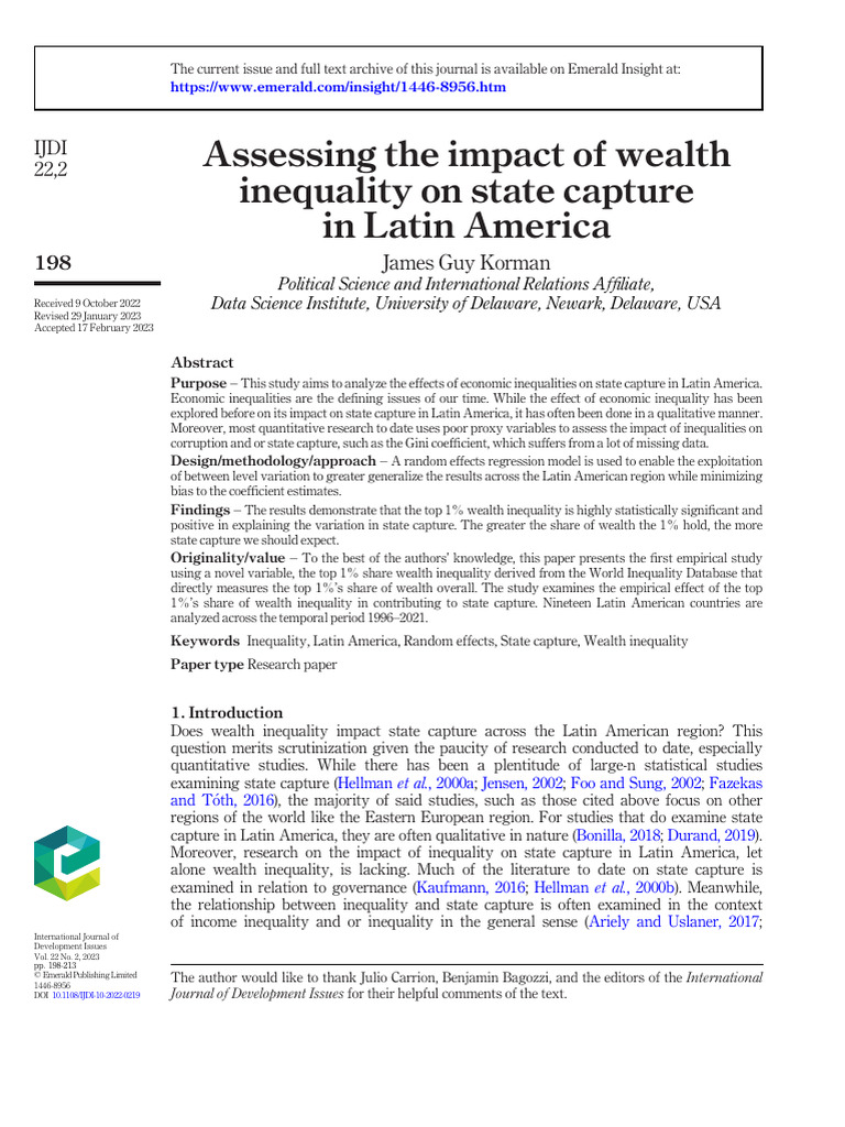 Wealth Inequality and State Capture in Latin America | PDF | Economic ...