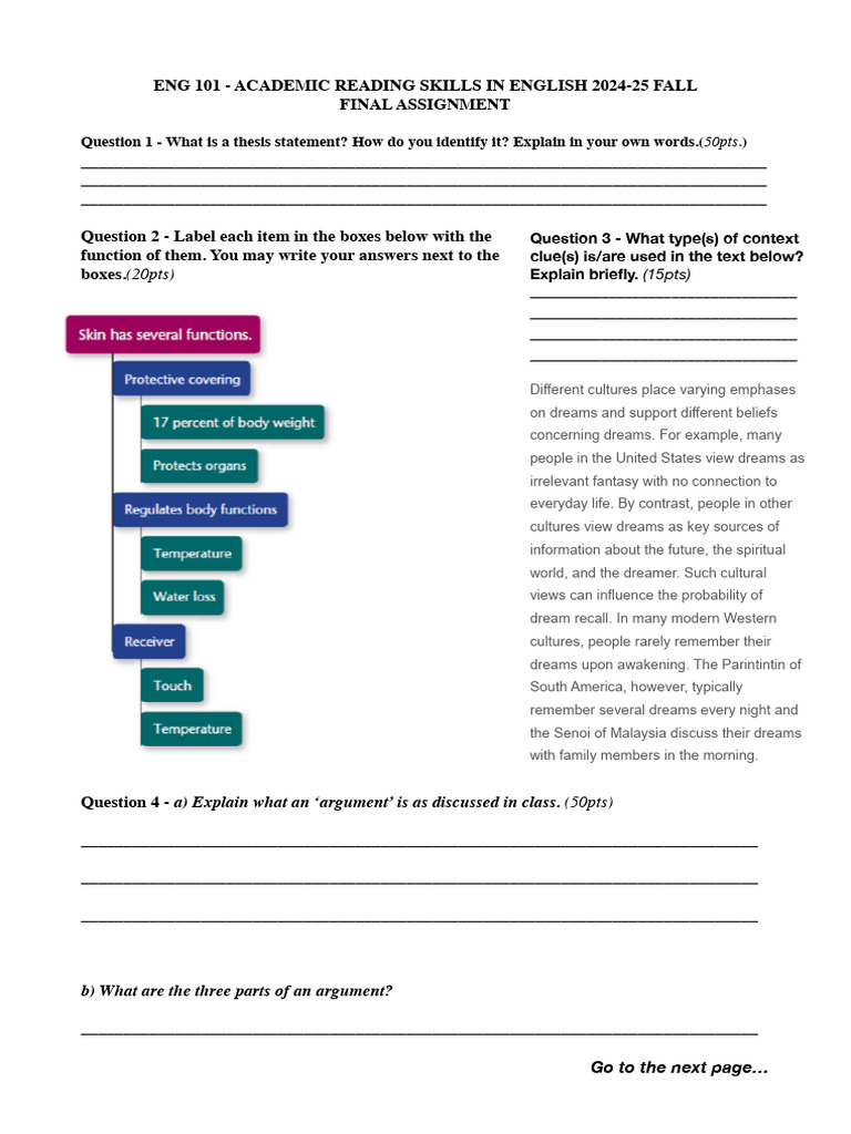 ENG-1 Final Assignment 2024-25 Fall | PDF | Dream | Neuroscience