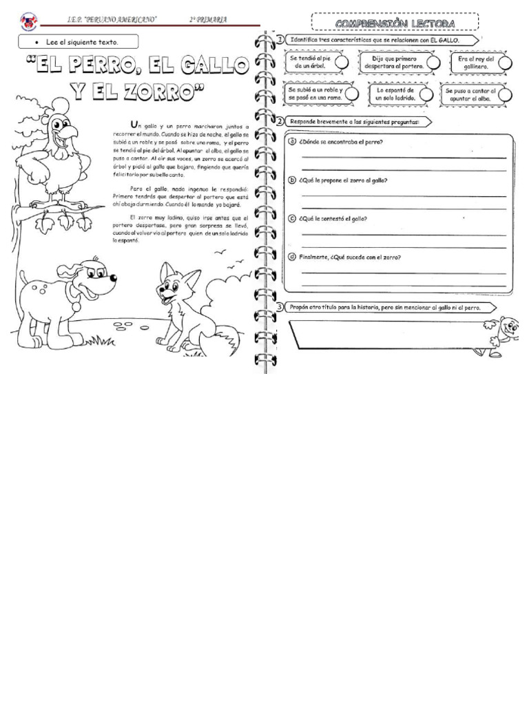 ACTIVIDAD - El perro el gallo y el zorro MARTES 02 08 2022 | PDF