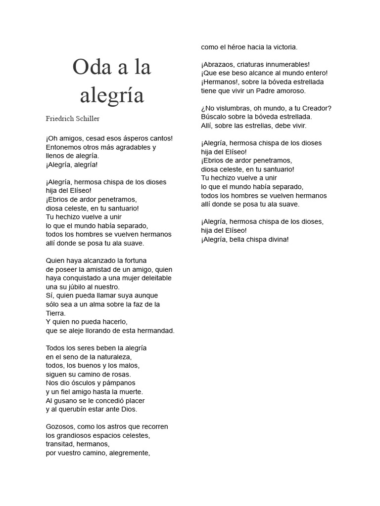 Oda A La Alegría | PDF
