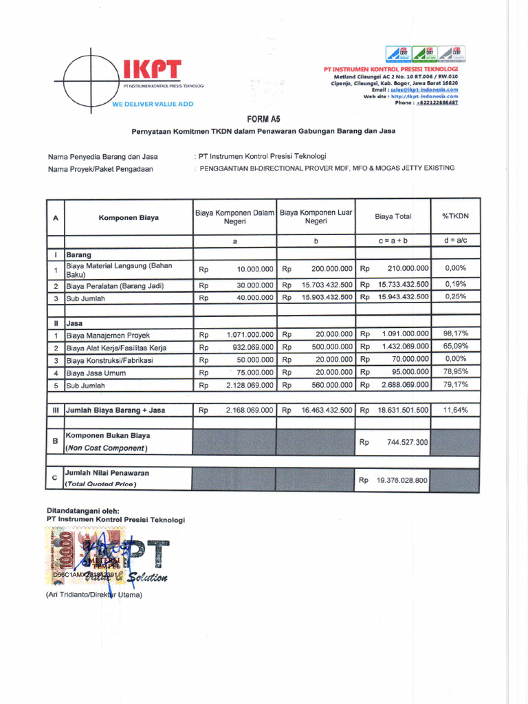 Form A5 TKDN | PDF