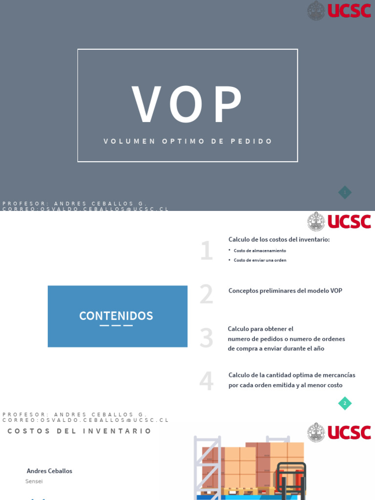Volumen Optimo de Pedido (VOP) | PDF | Gestión de la cadena de suministro | Contabilidad de gestión
