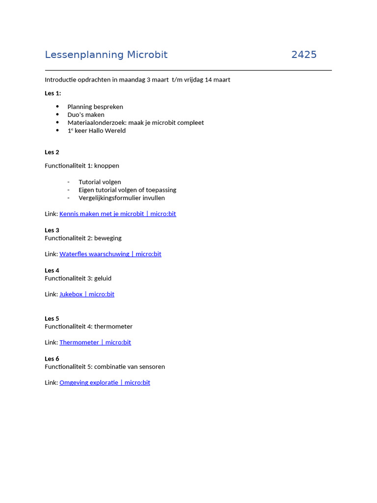 Lesplanning Microbit 2425 | PDF