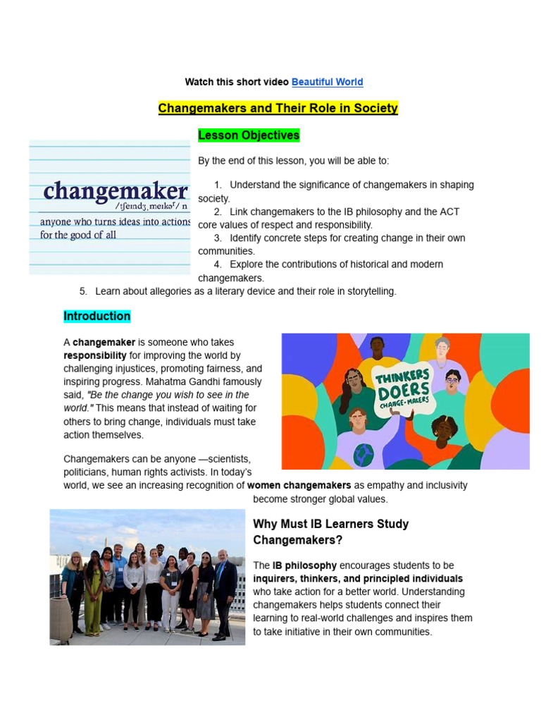Understanding Changemakers in Society | PDF | Liberal Arts Education
