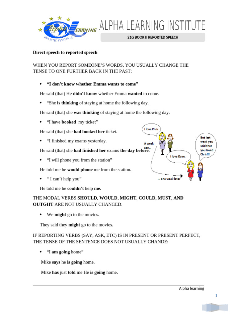 Reported Speech Conversion Guide | PDF | Linguistic Typology | Language ...