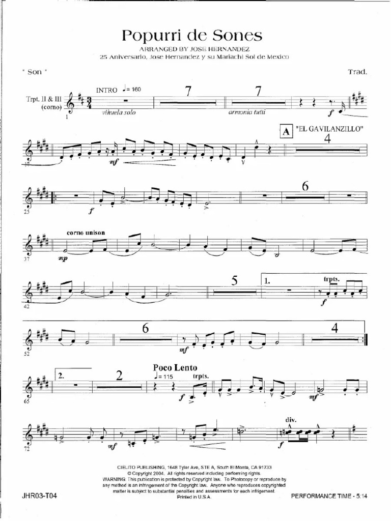 Trompeta 2 y 3 Popurrí de Sones | PDF
