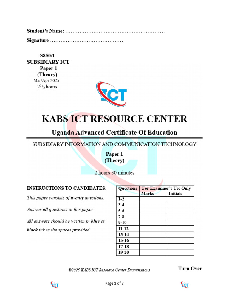 S6 Kabs Ict 1 Resource 2025 | PDF | Computer Network | Internet