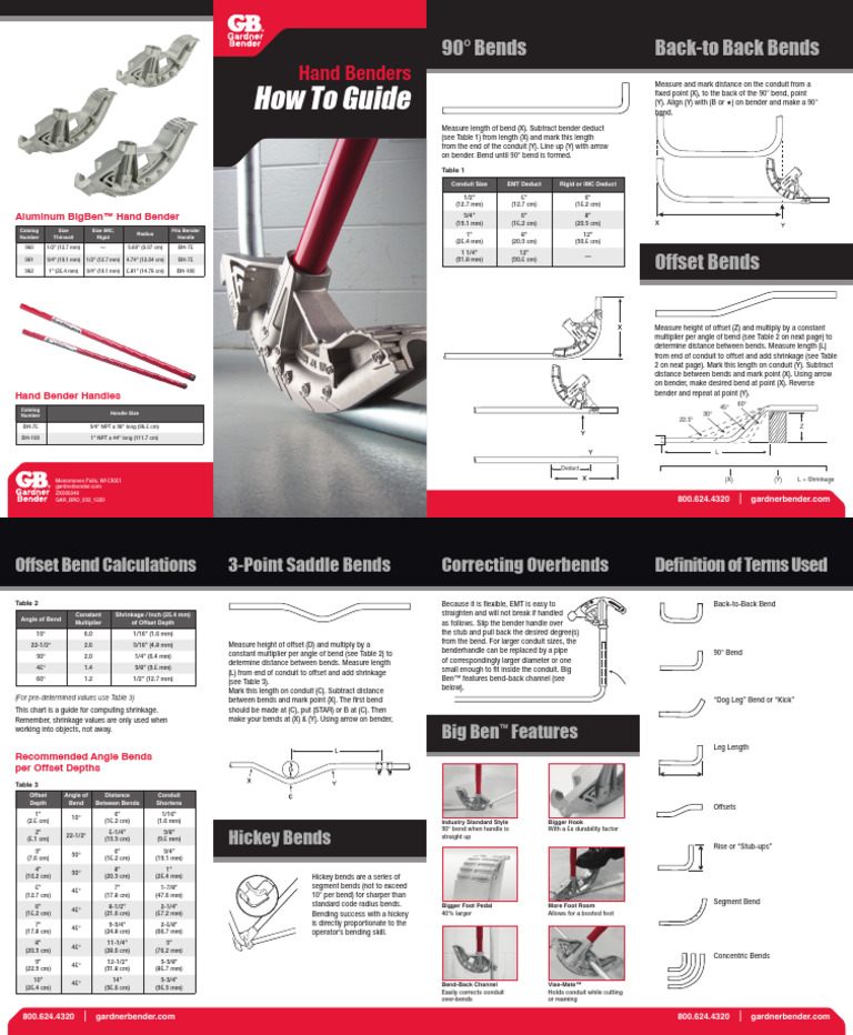 GAR BRO 032 1220 Hand Bender How to Guide | PDF
