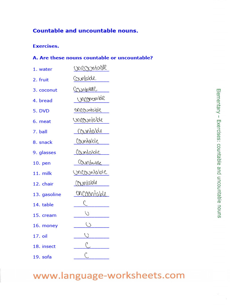 Ex.1 Countable and Uncontable | PDF | Foods