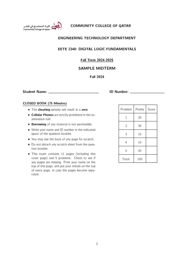 EETE 2340 Sample Midterm | PDF | Binary Coded Decimal | Computer ...