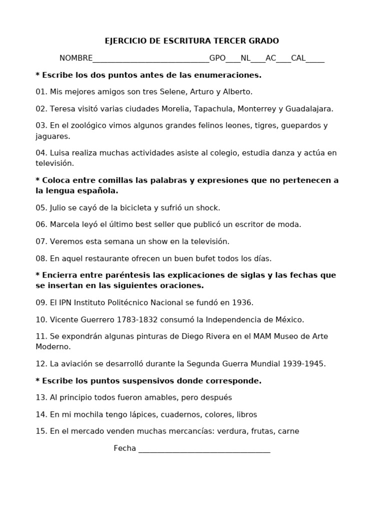 EJERCICIO DE ESCRITURA 2 | PDF