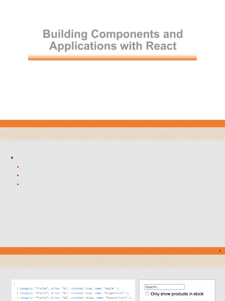 Lecture 05 - Building Components and Applications With React | PDF | User Interface | Software ...
