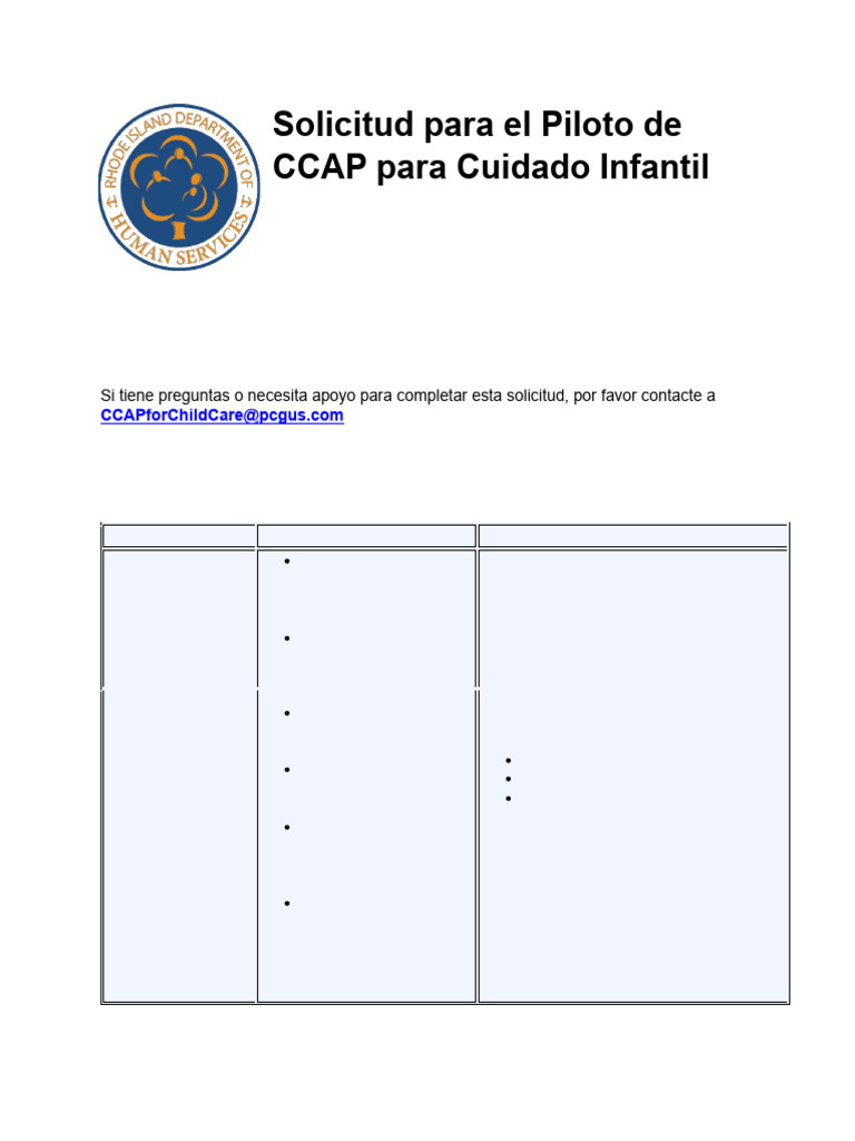 CCAP For Child Care Pilot Application - Español (8.2024) | PDF | Número ...