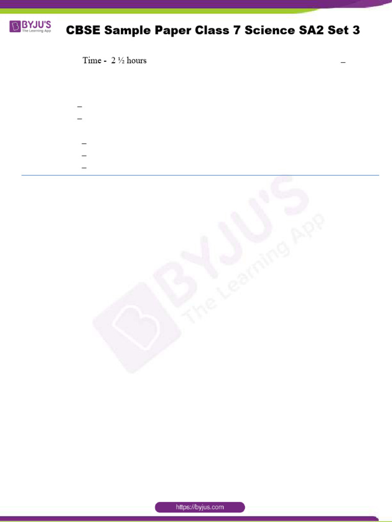 CBSE Sample Paper Class 7 Science SA2 Set 3 | PDF | Artery | Vein