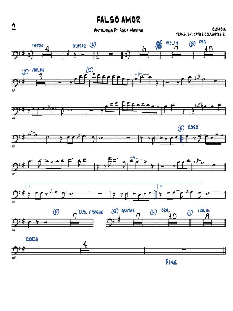 Falso Amor - Inst. in C - Tromb. | PDF