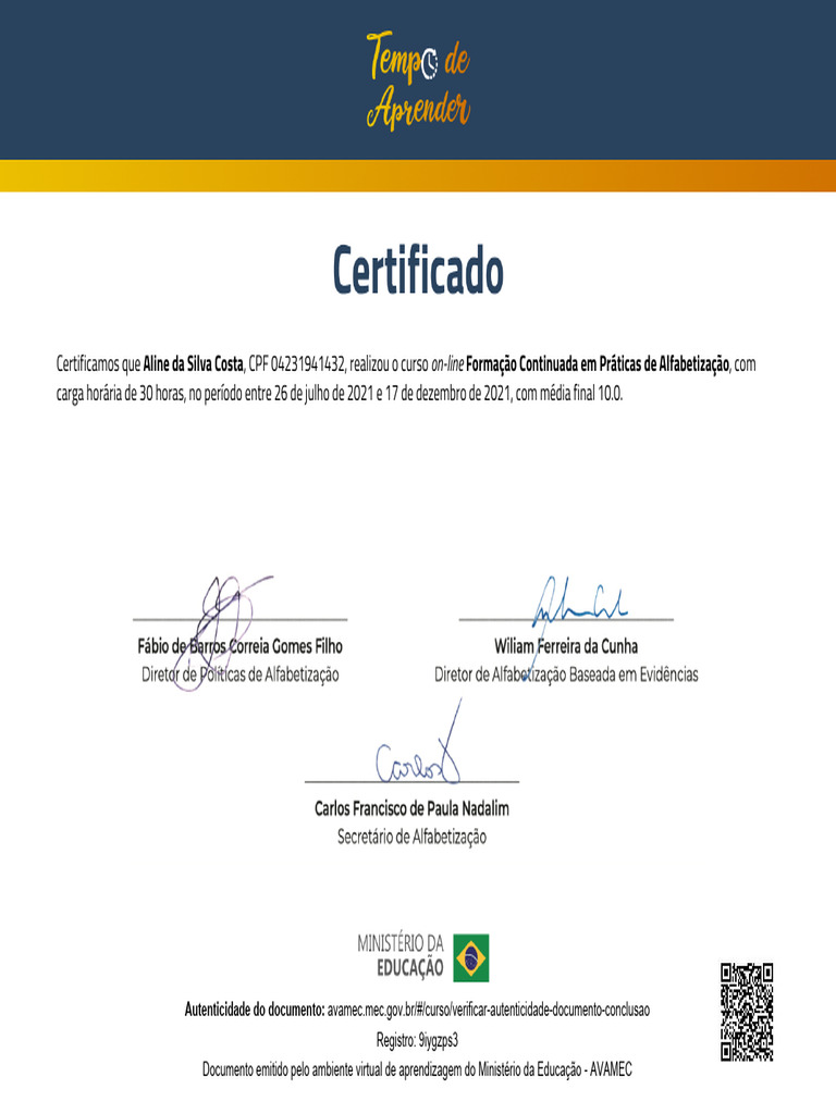 Certificado Aline 2 | PDF