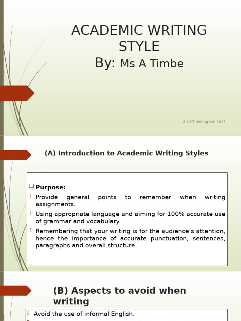 Academic Writing Style | PDF | Subject (Grammar) | Verb