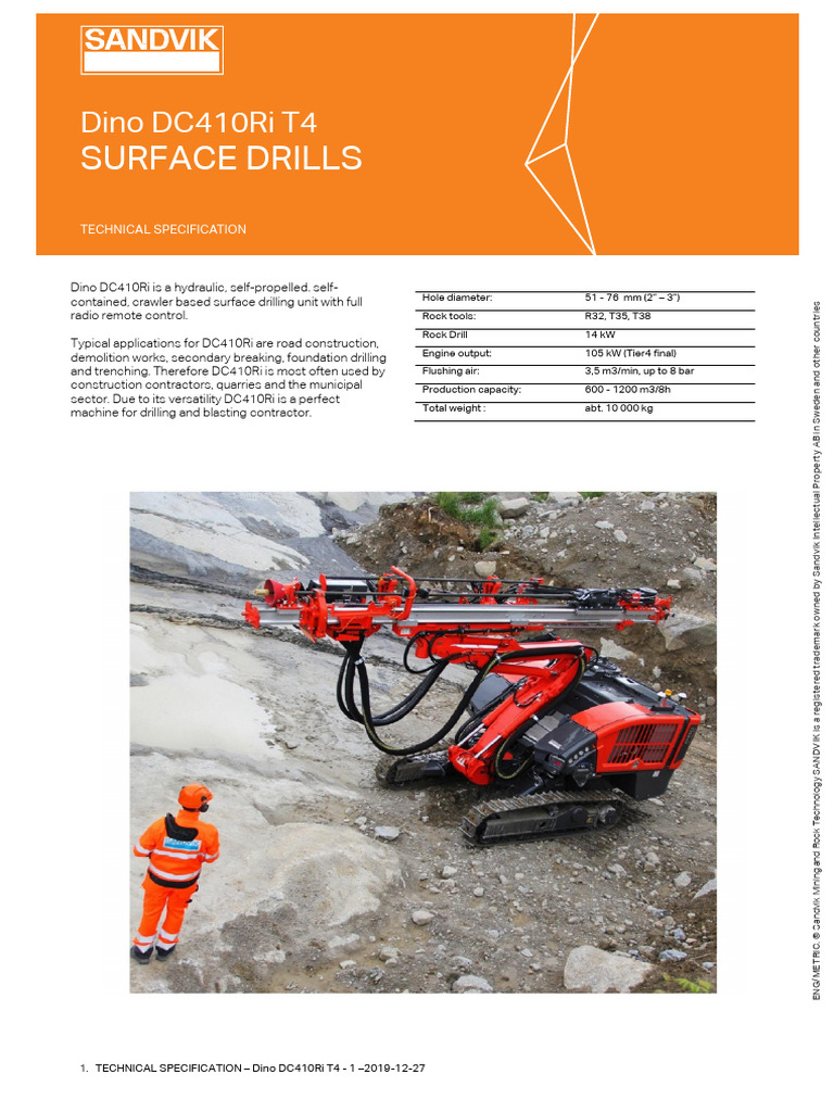 Dc410ri t4 Specification English | PDF | Drill | Drilling