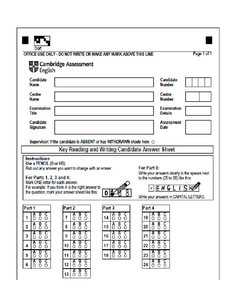 Key Reading Answer Sheet | PDF
