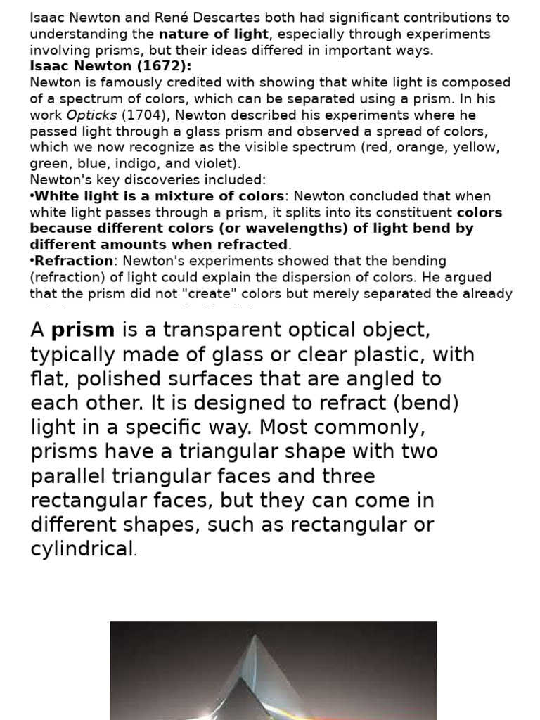 Newton vs. Descartes on Light Theory | PDF | Emission Spectrum ...