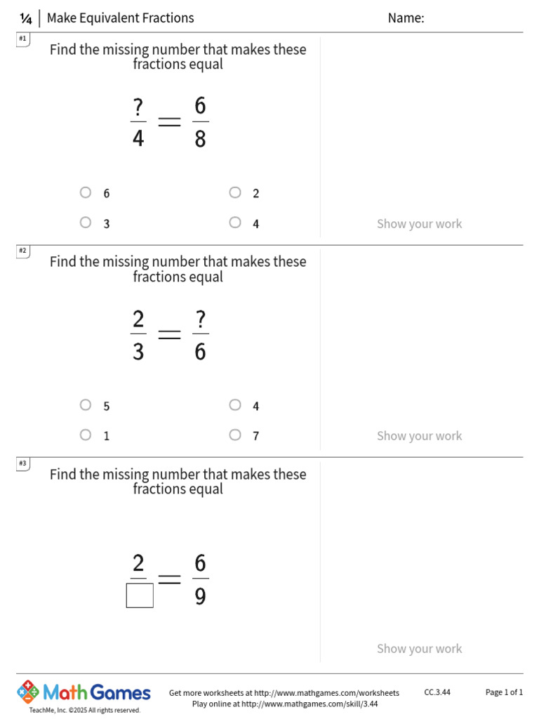 3 44 Make Equivalent Fractions | PDF