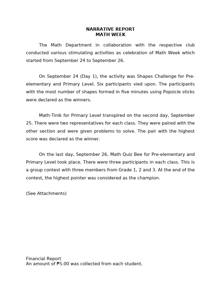 NArrative Report MAth Week 2014 | PDF