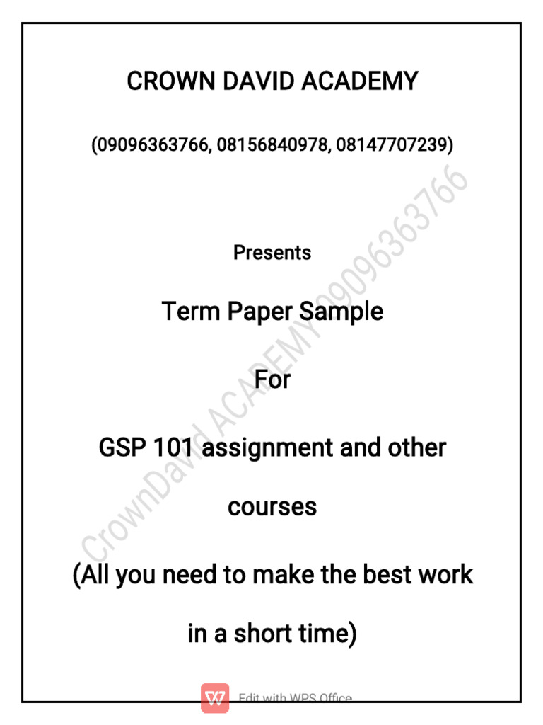 Term Paper Guide for GSP 101 Students | PDF | Treaty | Cultural Heritage