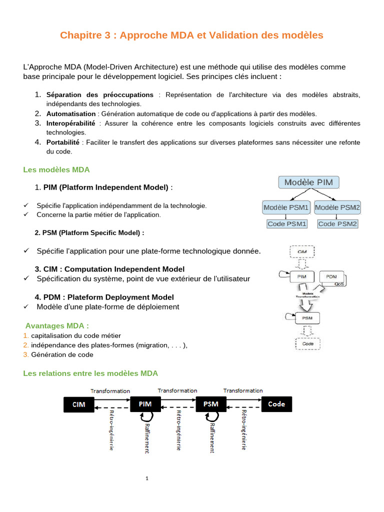 Approche MDA et Validation des Modèles | PDF | Langage de Modélisation ...